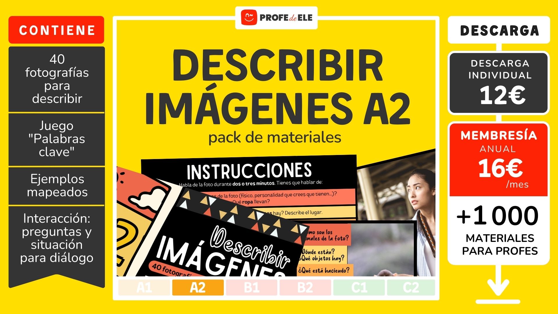 🗨️ #Funciones | SUPERPACK: Describir Imágenes en nivel A2, B1 y B2 📸