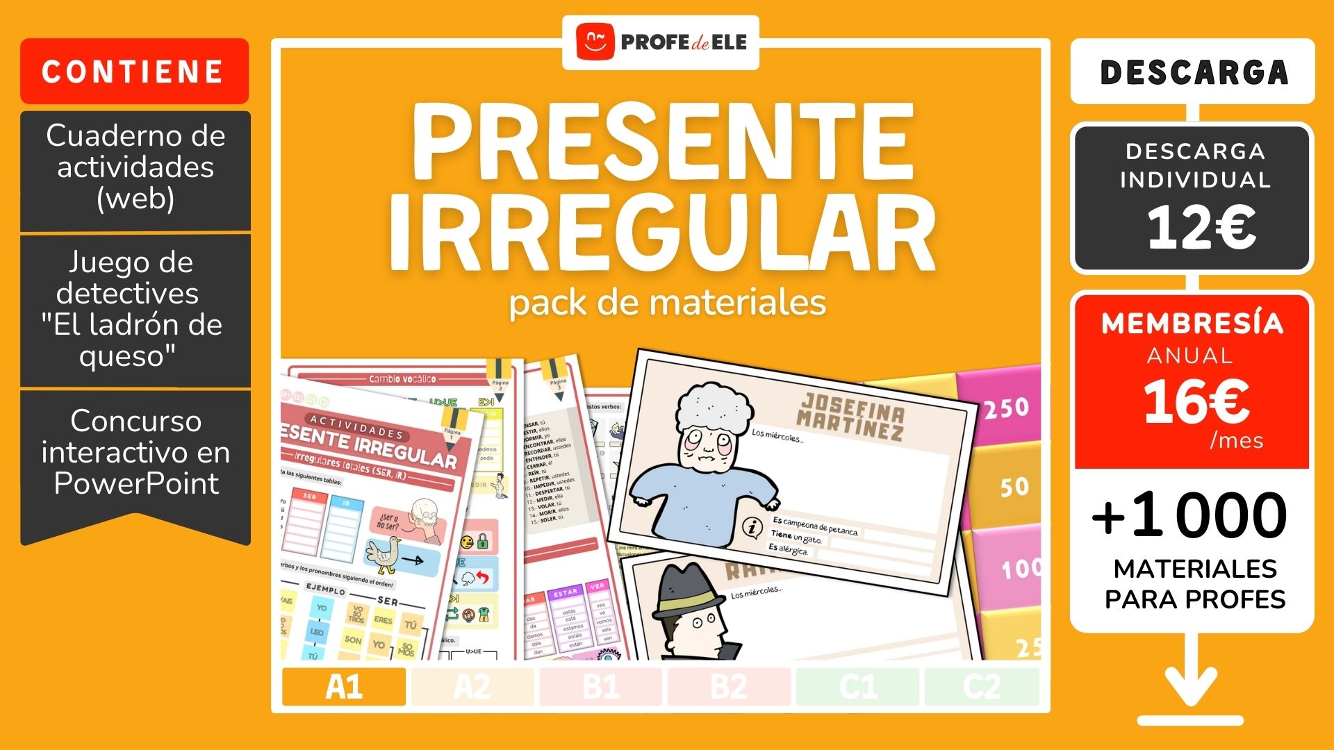 Presente irregular en español. Materiales descargables.